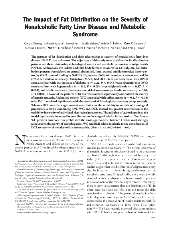 (PDF) The impact of fat distribution on the severity of nonalcoholic ...