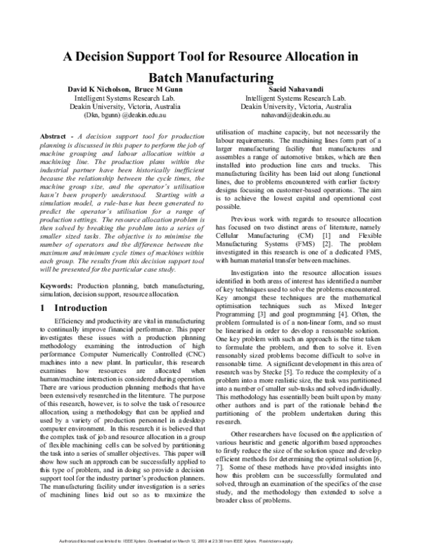 (PDF) A Decision Support Tool for Resource Allocation in Batch ...