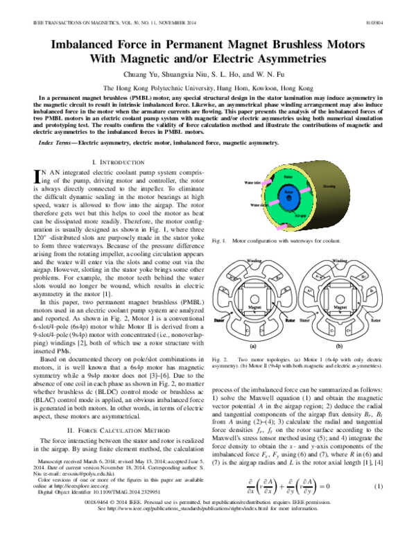 (PDF) Imbalanced Force in Permanent Magnet Brushless Motors With ...