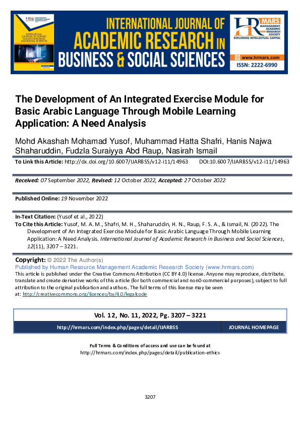 (PDF) The Development of An Integrated Exercise Module for Basic Arabic Language Through Mobile ...