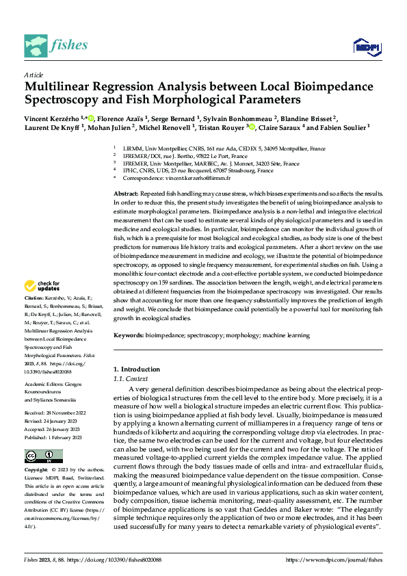 (PDF) Multilinear Regression Analysis between Local Bioimpedance Spectroscopy and Fish ...