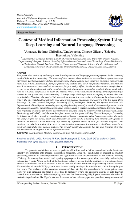 (PDF) Context of Medical Information Processing System Using Deep Learning and Natural Language ...