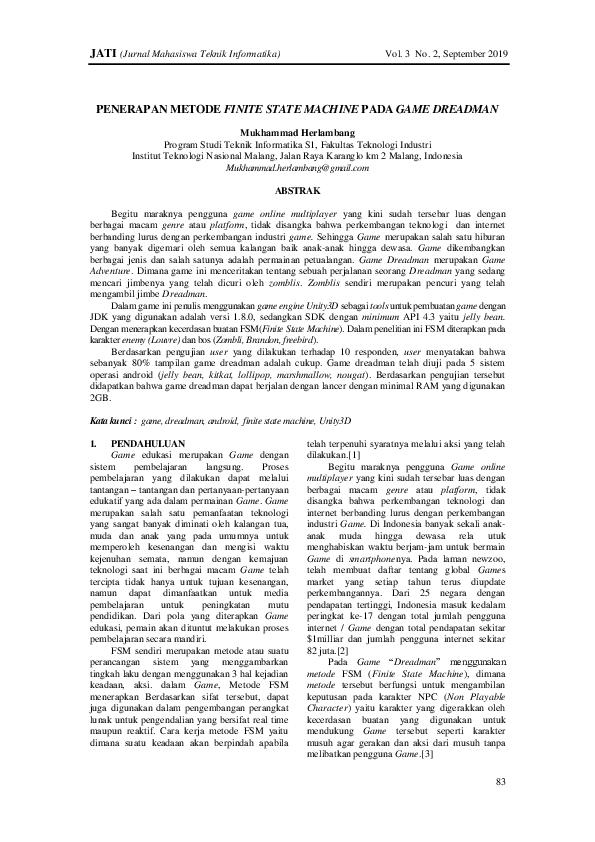(PDF) Penerapan Metode Finite State Machine Pada Game Dreadman