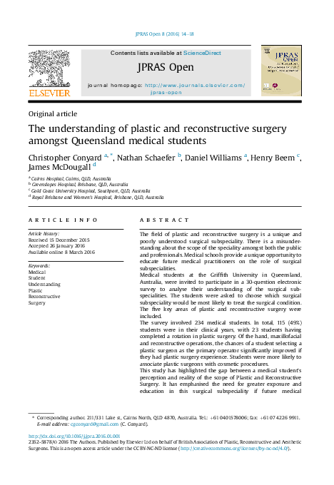 (PDF) The understanding of plastic and reconstructive surgery amongst ...