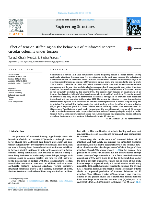 (PDF) Effect of tension stiffening on the behaviour of reinforced ...