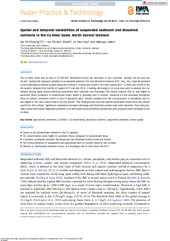 Pdf Spatial And Temporal Variabilities Of Suspended Sediment And