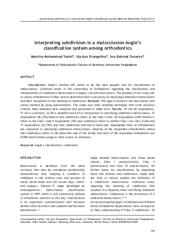 (PDF) Interpreting subdivision in a malocclusion Angle’s classification ...