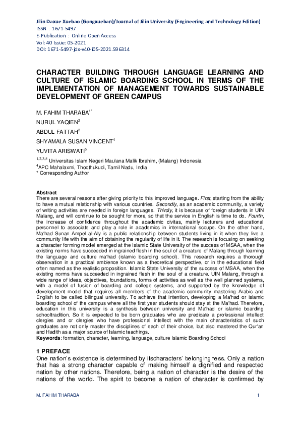 (PDF) Character Building Through Language Learning and Culture of Islamic Boarding School in ...