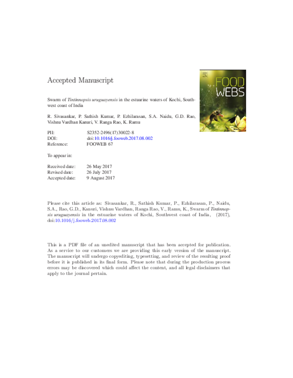 (PDF) Swarm of Tintinnopsis uruguayensis in the estuarine waters of ...