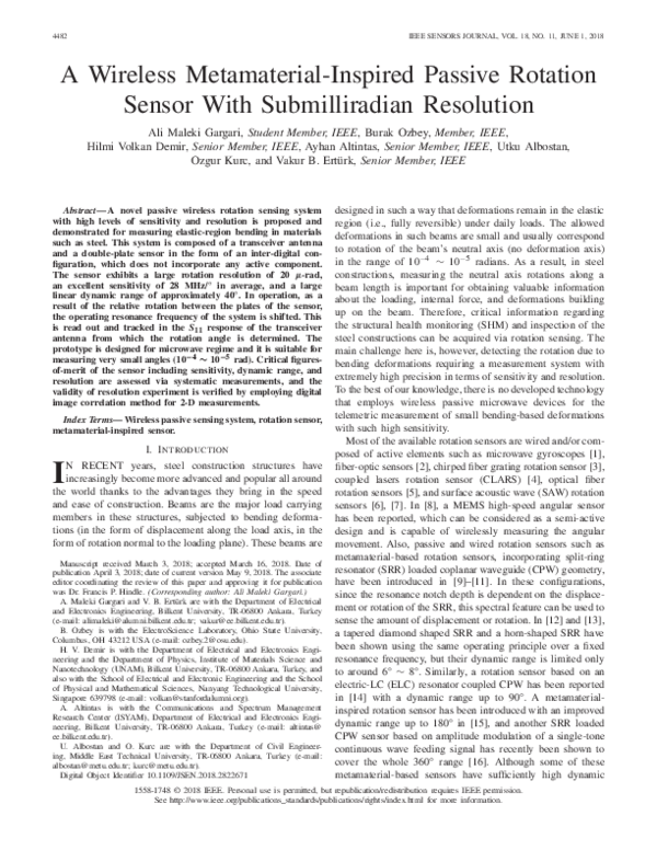 (PDF) A Wireless Metamaterial-Inspired Passive Rotation Sensor With Submilliradian Resolution