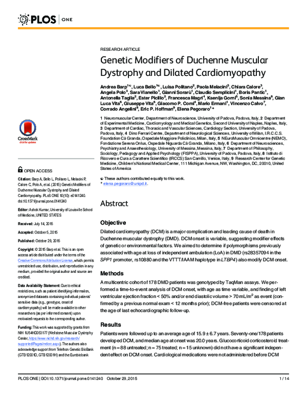 (PDF) Genetic Modifiers of Duchenne Muscular Dystrophy and Dilated Cardiomyopathy