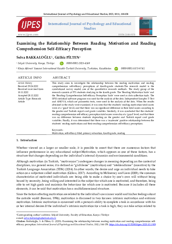 (PDF) Examining the Relationship Between Reading Motivation and Reading Comprehension Self ...