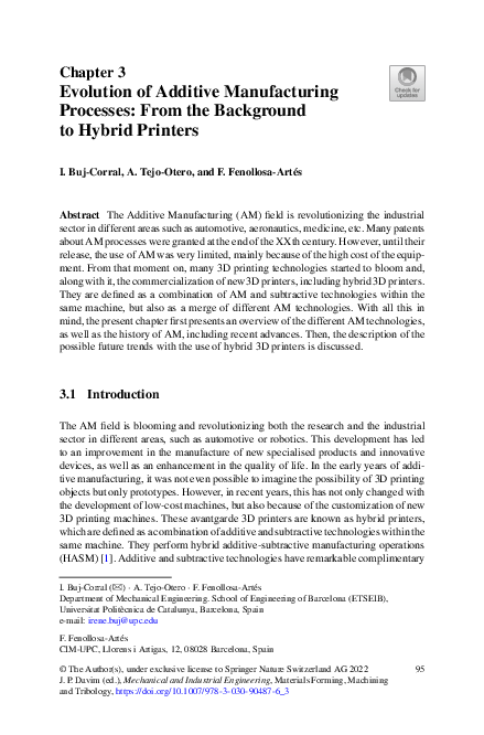 (PDF) Evolution of Additive Manufacturing Processes: From the ...