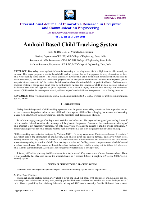 (PDF) Android Based Child Tracking System