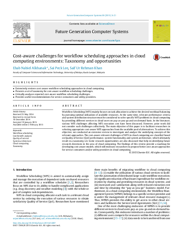 Pdf Cost Aware Challenges For Workflow Scheduling Approaches In Cloud Computing Environments