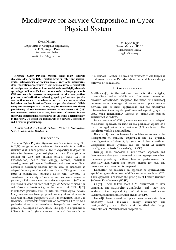 (PDF) Middleware for Service Composition in Cyber Physical System