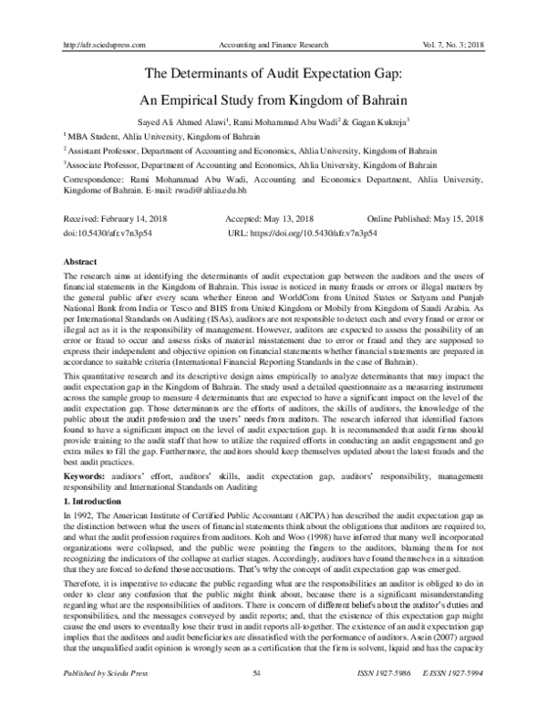 (PDF) The Determinants of Audit Expectation Gap: An Empirical Study ...
