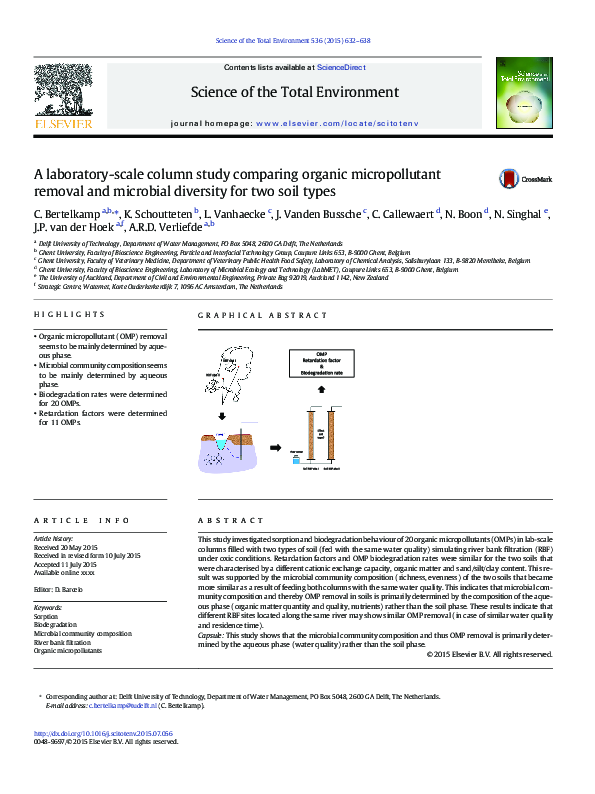 (PDF) A laboratory-scale column study comparing organic micropollutant ...