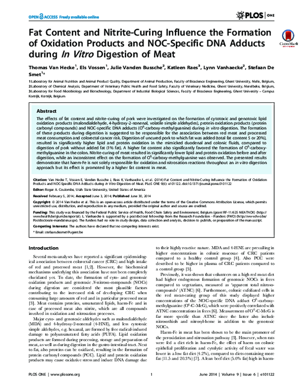 (PDF) Fat content and nitrite-curing influence the formation of ...