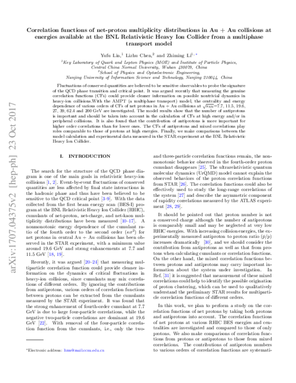 Pdf Correlation Functions Of Net Proton Multiplicity Distributions In