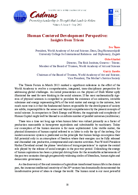 (PDF) Human Centered Development Perspective: Insights from Trieste