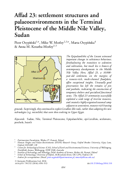 (PDF) Affad 23: settlement structures and palaeoenvironments in the ...