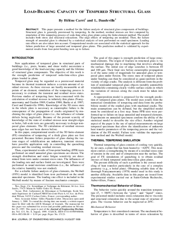 (PDF) Load-Bearing Capacity of Tempered Structural Glass