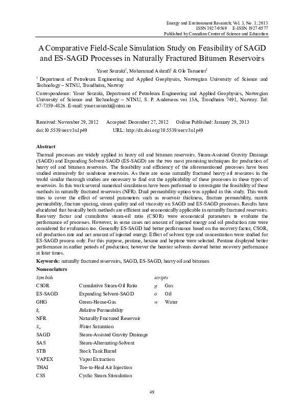 (PDF) A Comparative Field-Scale Simulation Study on Feasibility of SAGD and ES-SAGD Processes in ...