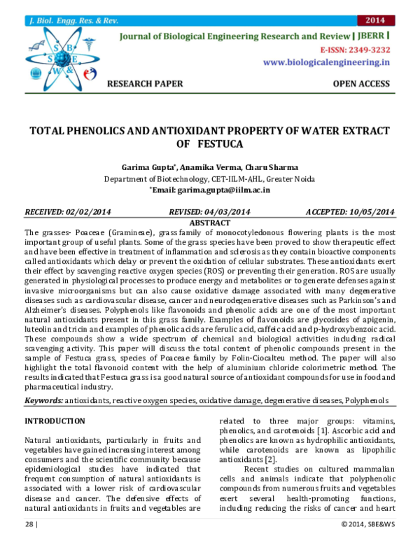(PDF) Total Phenolics and Antioxidant Property of Water Extract of Festuca