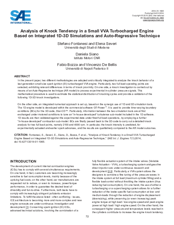 (PDF) Analysis of Knock Tendency in a Small VVA Turbocharged Engine ...