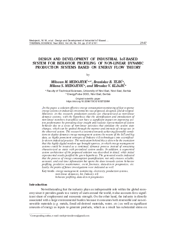 (PDF) Design and development of industrial IoT-based system for behavior profiling of non-linear ...