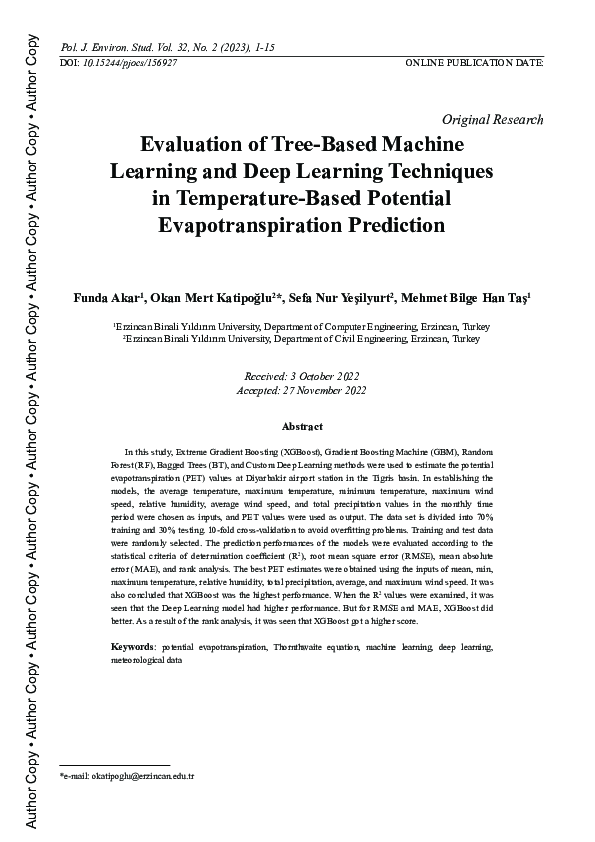 Pdf Evaluation Of Tree Based Machine Learning And Deep Learning 5098