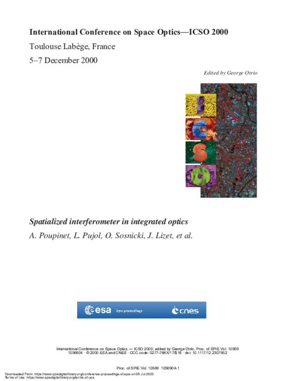 (PDF) Spatialized interferometer in integrated optics | Pierre Haguenauer - Academia.edu