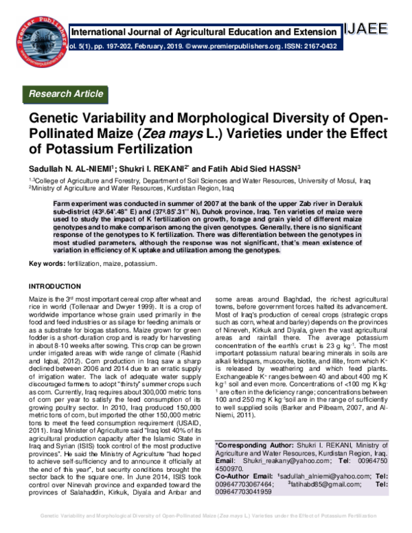 (PDF) Genetic Variability and Morphological Diversity of Open ...