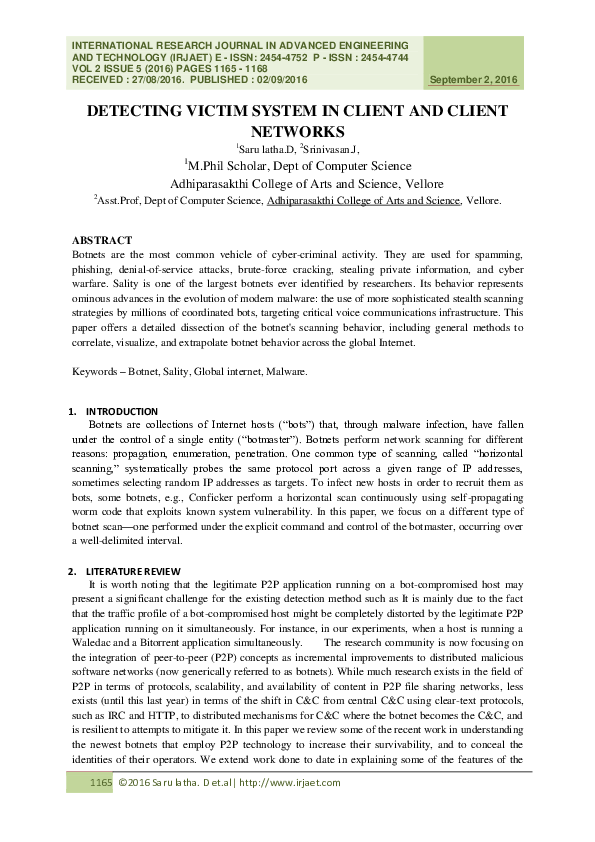 (PDF) Detecting Victim System in Client and Client Networks