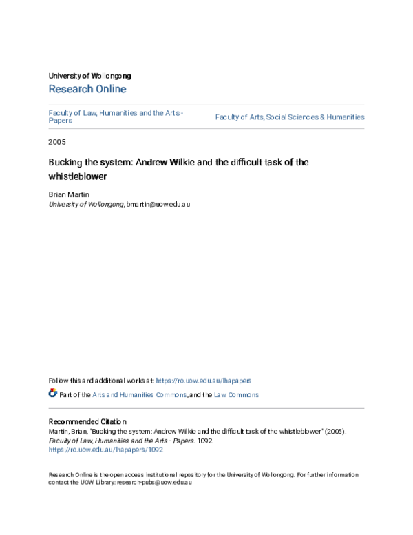 (PDF) Bucking the system: Andrew Wilkie and the difficult task of the ...