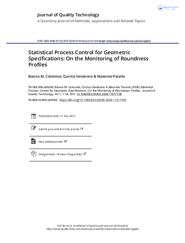 (PDF) Statistical Process Control for Geometric Specifications