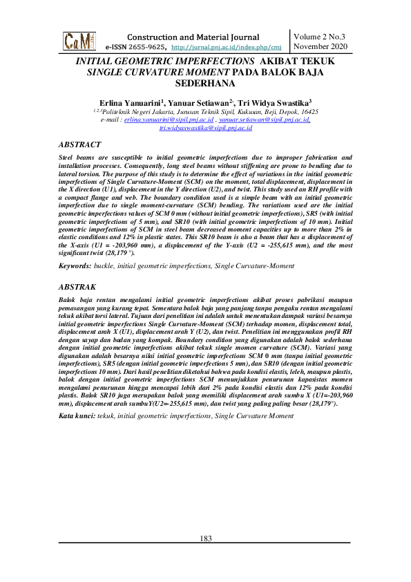(PDF) Initial Geometric Imperfections Akibat Tekuk Single Curvature ...