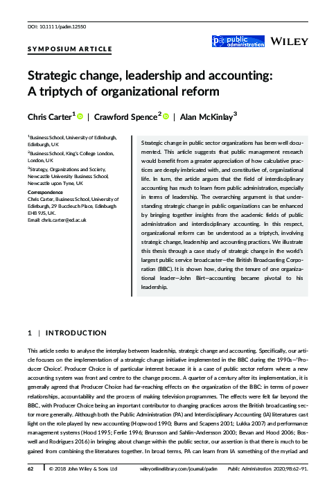 (PDF) Leadership and Accounting in Public Sector Reform