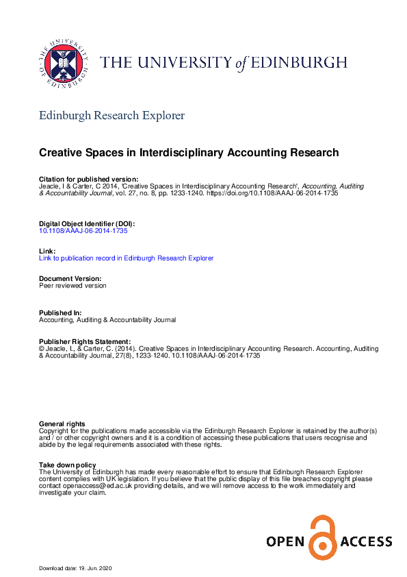 (PDF) Creative spaces in interdisciplinary accounting research