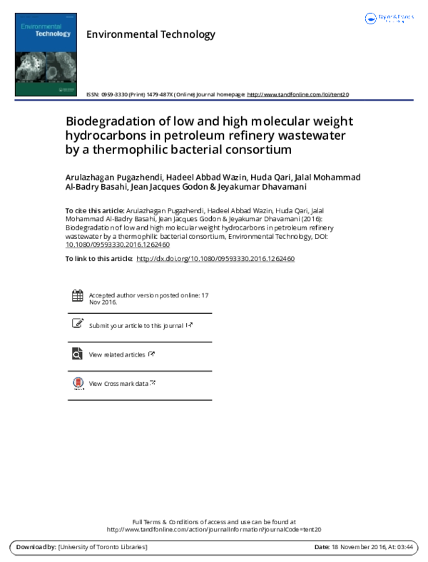 (PDF) Biodegradation of low and high molecular weight hydrocarbons in petroleum refinery ...