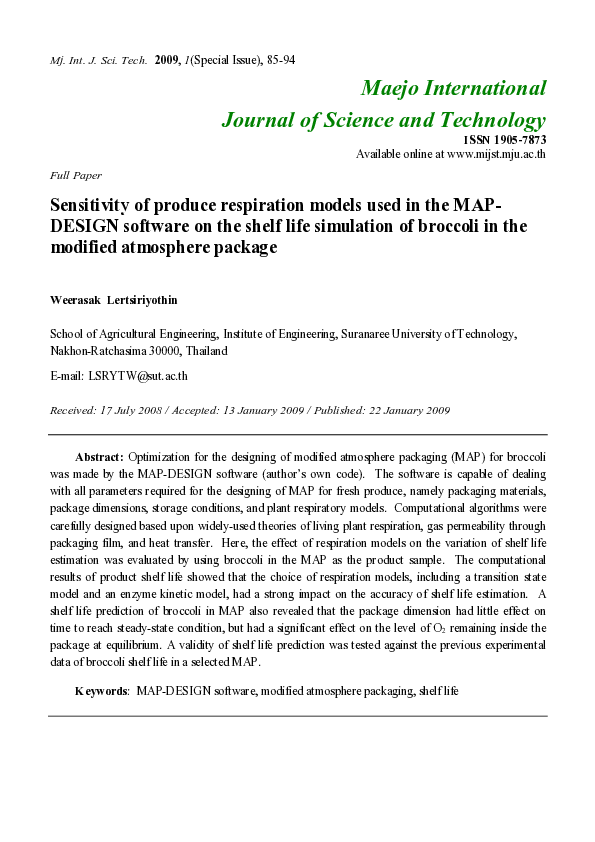 (PDF) Sensitivity of produce respiration models used in the MAP-DESIGN ...