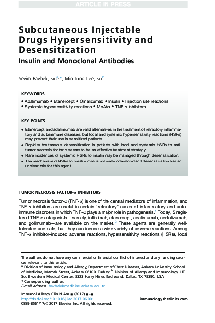 (PDF) Subcutaneous Injectable Drugs Hypersensitivity and Desensitization