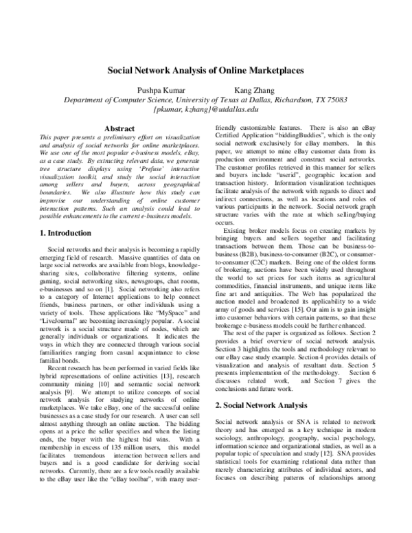 Pdf Social Network Analysis Of Online Marketplaces Pushpa Kumar 
