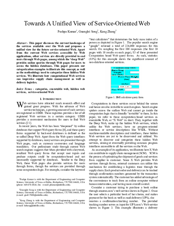 (PDF) Towards A Unified View of Service-Oriented Web