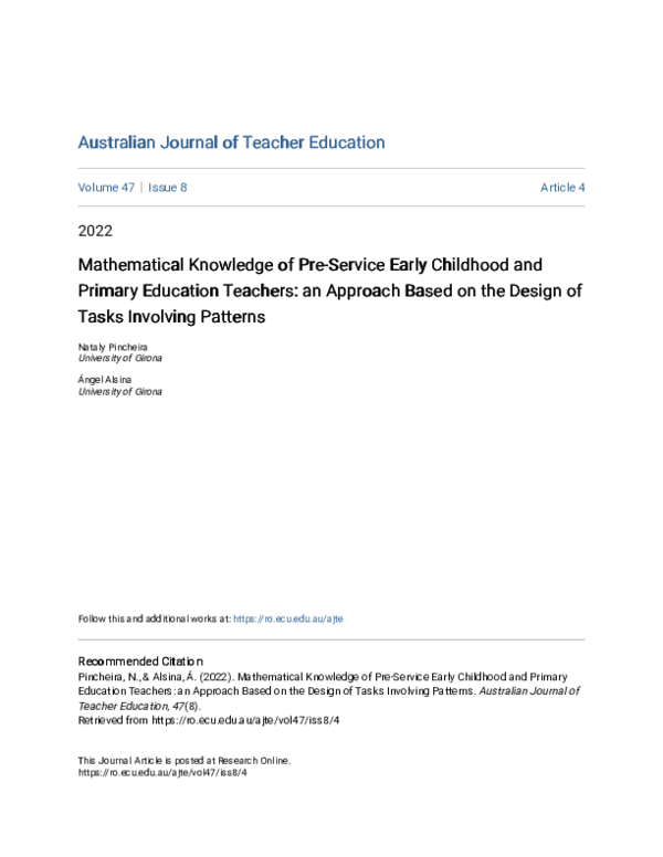 (PDF) Mathematical Knowledge of Pre-Service Early Childhood and Primary ...