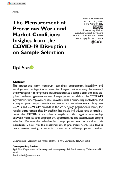 (PDF) The Measurement of Precarious Work and Market Conditions ...