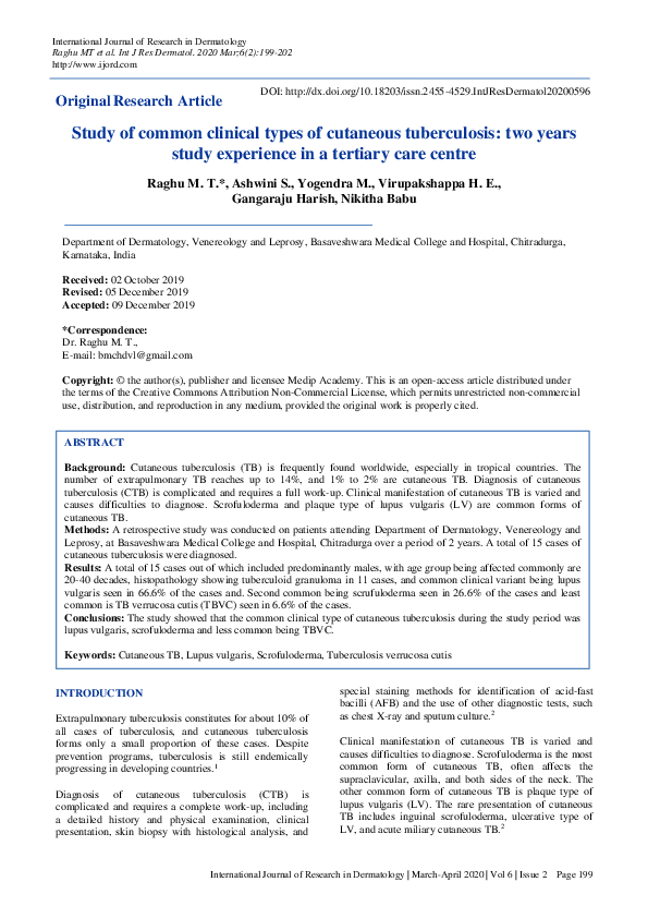 (PDF) Study of common clinical types of cutaneous tuberculosis: two ...