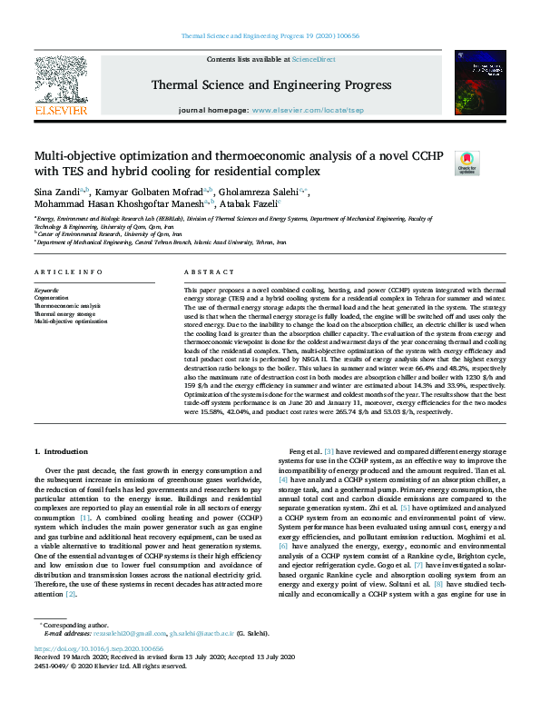 (PDF) Multi-objective optimization and thermoeconomic analysis of a ... (PDF) Multi-objective optimization and thermoeconomic analysis of a ...