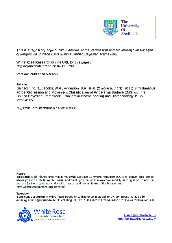 Pdf { Content Simultaneous Force Regression And Movement Classification Of Fingers